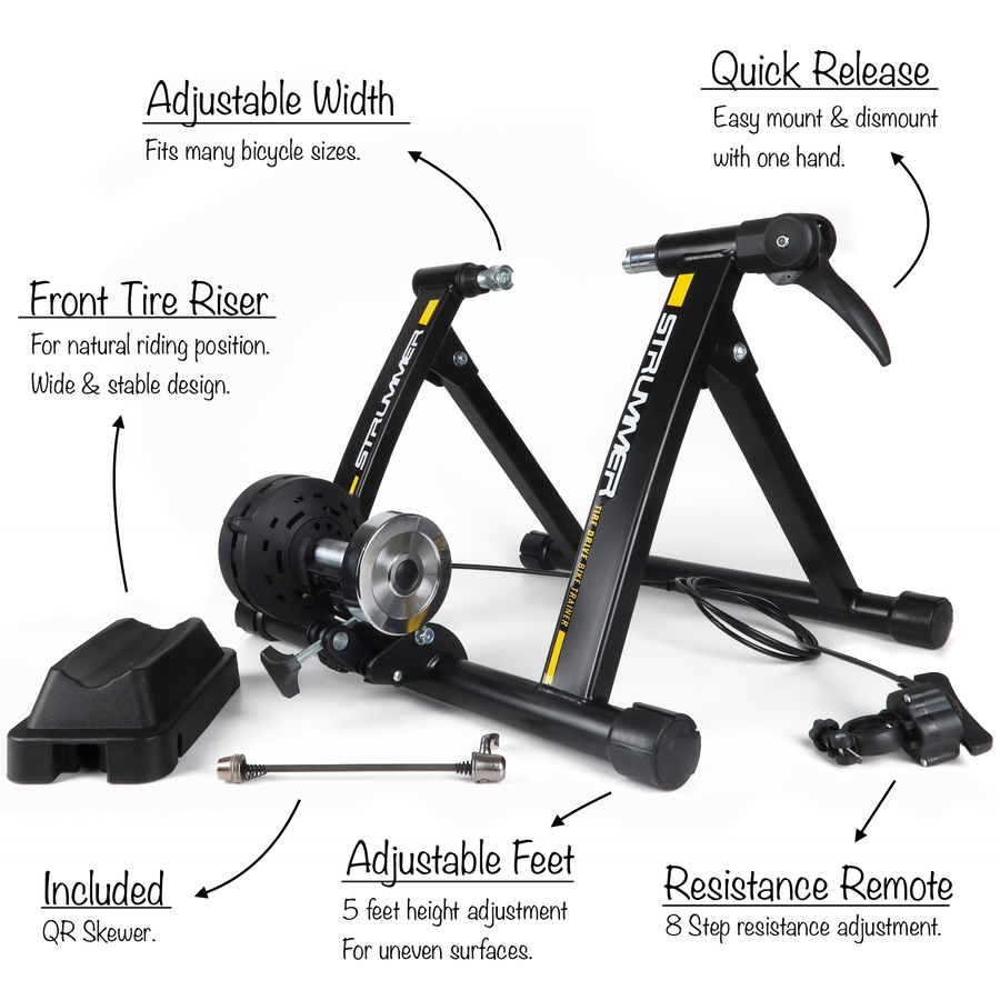 Strummer BT-9 Magnetic Resistance Indoor Bike Trainer with Remote ...
